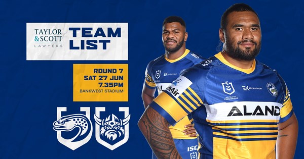 Team List: Eels v Raiders, Round Seven | Eels