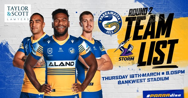 Team List - Eels v Storm, Round Two | Eels