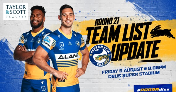Team List Update - Eels v Rabbitohs, Round 21 | Eels