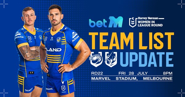 NRL Team List Update: Round 22 | Eels
