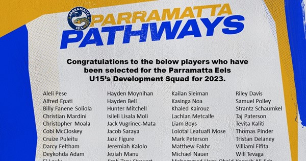 U15's Development squad announcement | Eels